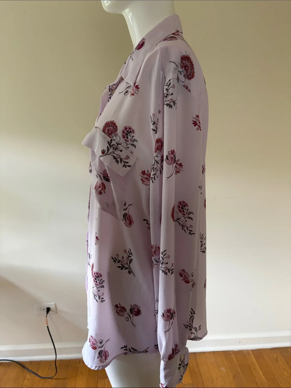 LOFT | Tops | Loft Lilac Floral Print Buttonfront Blouse Wrinkle Free ...